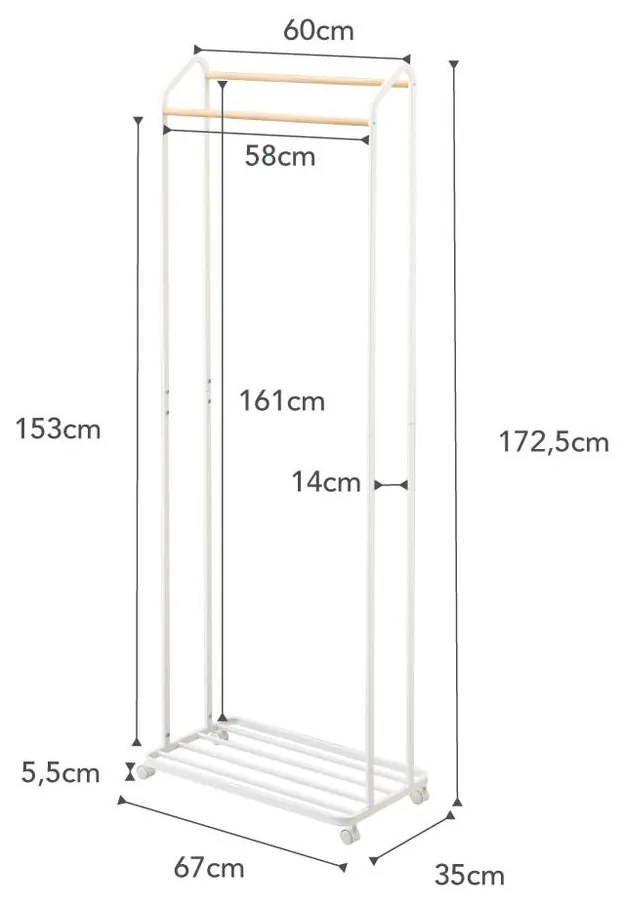 Yamazaki, Pojízdný věšák s kolečky Tower 3516 | bílý