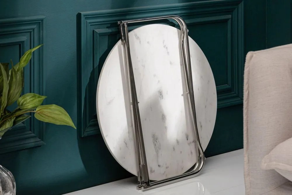 Designový konferenční stolek Tristen 62 cm mramor bílý