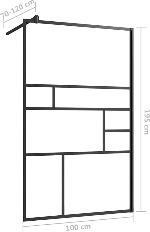 Zástěna do průchozí sprchy čiré ESG sklo 100 x 195 cm černá 150754