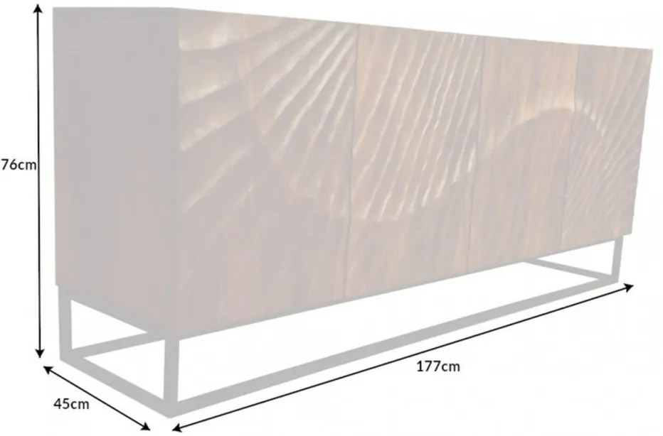 Designová komoda Shayla 177 cm přírodní mango - skladem