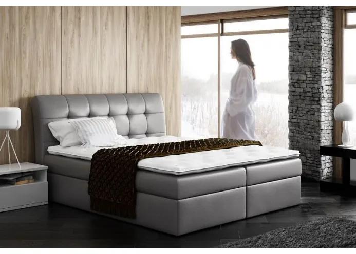 Čalouněná manželská postel Sára šedá eko kůže 180 + toper zdarma