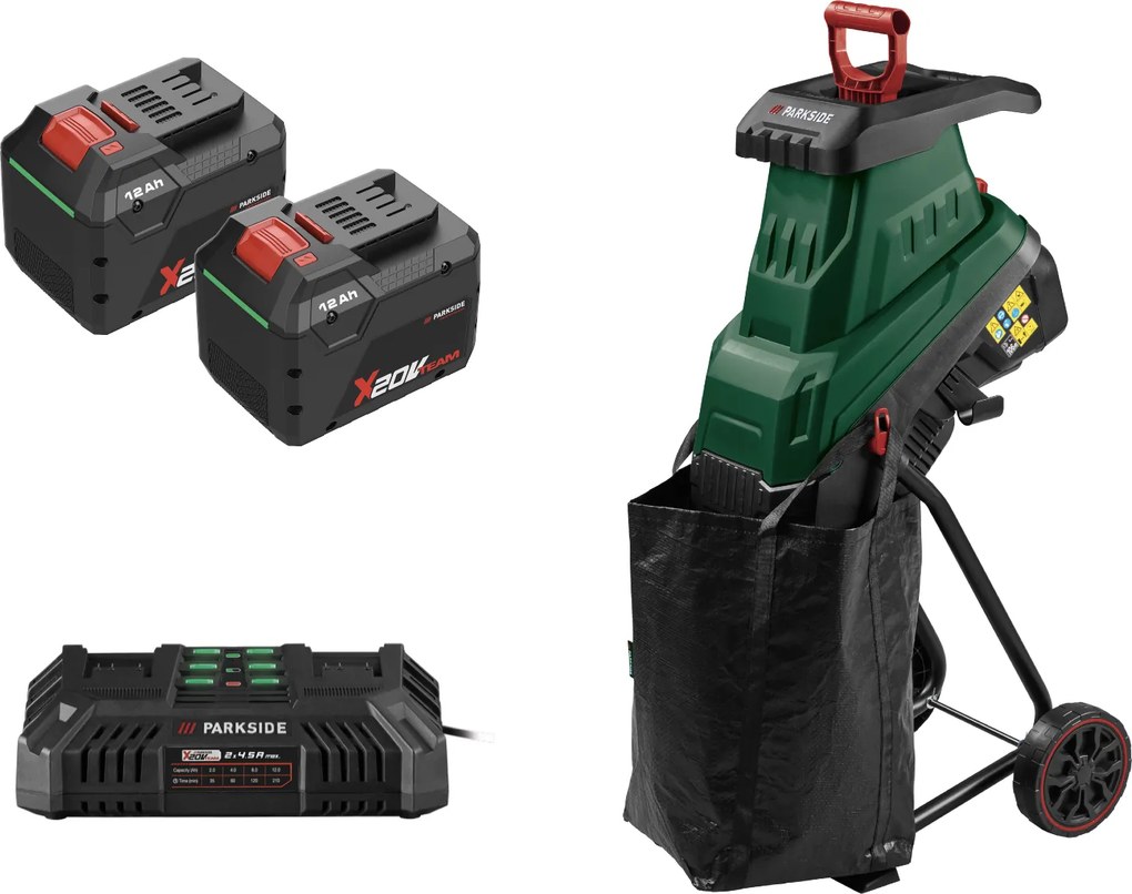 Parkside® Aku nožový drtič Pamh 40 A1, 2x Smart 12 Ah