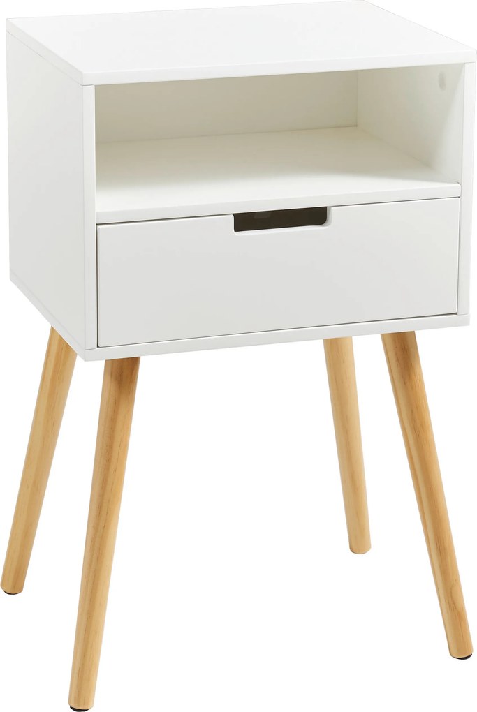 XXXLutz NOČNÍ STOLEK, borovice, přírodní barvy, bílá, 40/63,5/30 cm Xora - 007968017701