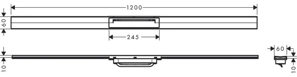 Hansgrohe RainDrain Flex - Vrchní sada sprchového žlabu 1200, zkracovatelný, pro instalaci volně na plochu, kartáčovaný černý chrom 56047340