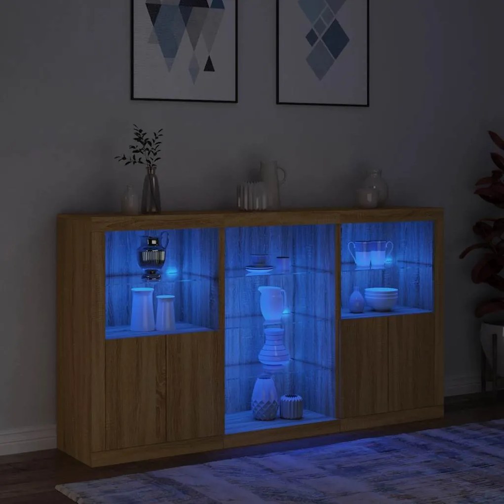 Příborník s LED osvětlením dub sonoma 181,5 x 37 x 100 cm 3209179