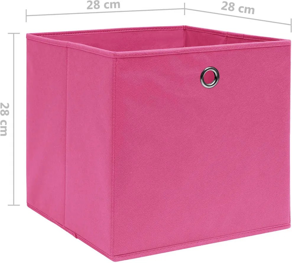 Úložné boxy 10 ks netkaná textilie 28 x 28 x 28 cm růžové 325205