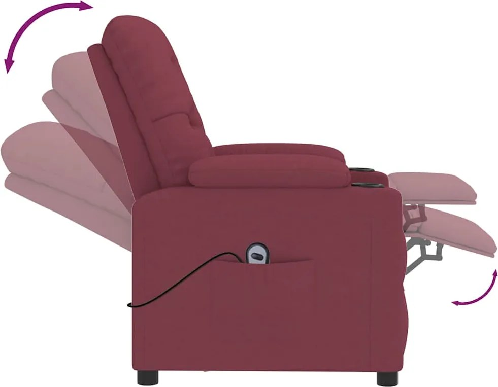 Elektrické polohovací křeslo vínové textil 3098842