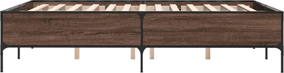 Rám postele hnědý dub 120 x 200 cm kompozitní dřevo a kov 3279806