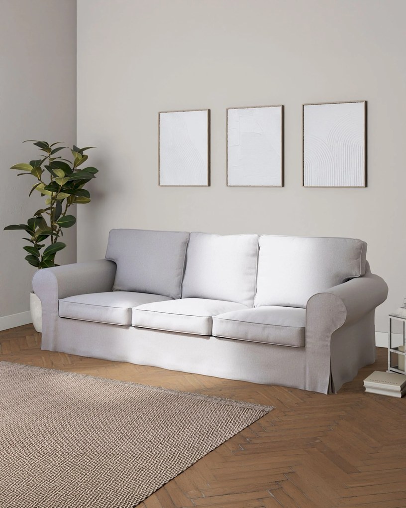 Potah na pohovku IKEA Ektorp 3-místná rozkládací, NOVÝ MODEL 2013 barva šedá látka pletený vzor