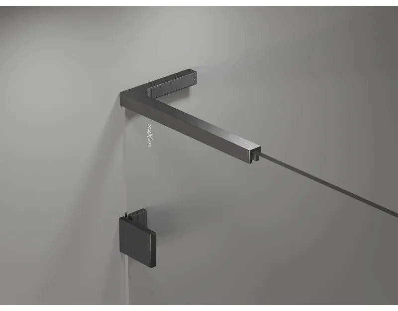 Mexen Lunar, L pětiúhelníkový sprchový kout naklápěcí doleva 100x80 cm, 8mm čiré sklo, profil grafit broušený, 831L-100L-080P-66-00-L
