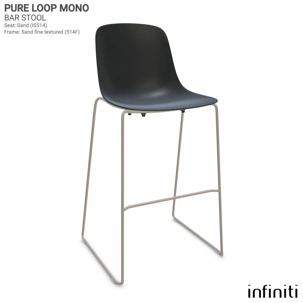 Barová židle Pure Loop Mono Barva kovové konstrukce: Sand 514F, Barva sedáku a opěradla z recyklovaného plastu: Coal black IR8022