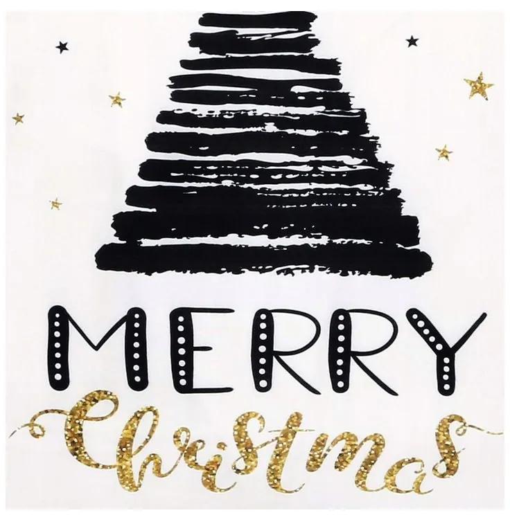 Povlak na polštář 40x40 cm Merry Christmas bílo-černý