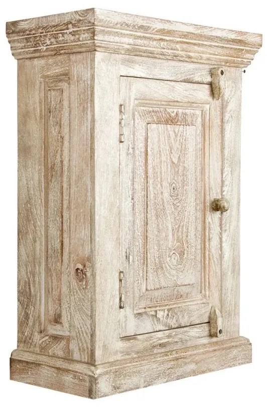furniture-nabytek.cz - Masivní koupelnová nástěnná skříňka Patinor z mangového dřeva, lakovaná, přírodní barva – 48×24×70 cm