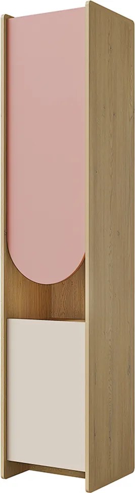LEXI a | regál 4 L | 43 cm | 5 polic | dub cremona/béžová/růžová