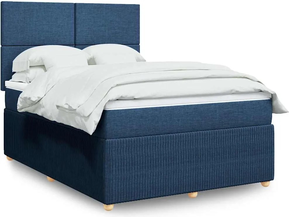 Box spring postel s matrací modrá 140x200 cm textil 3292078