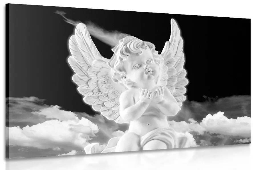 Obraz černobílý pečlivý andílek na nebi Varianta: 90x60