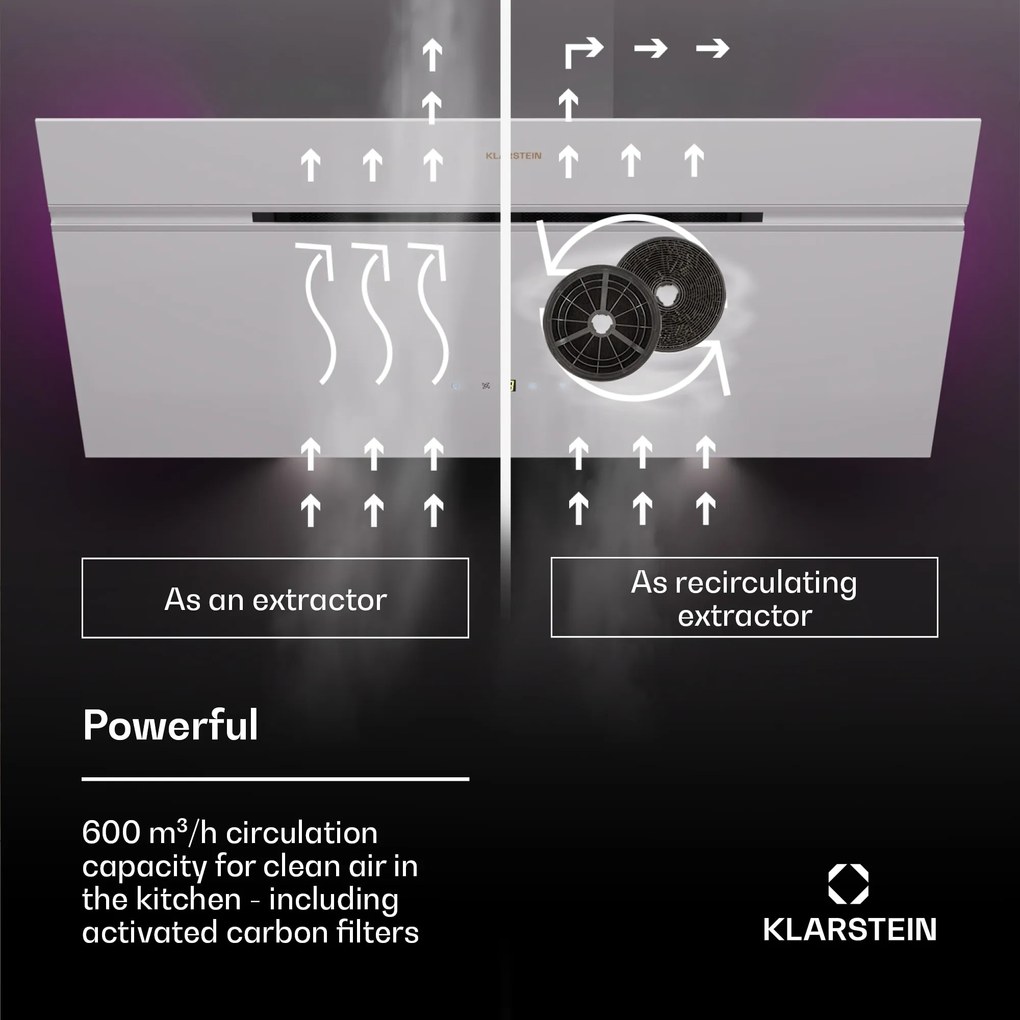 Alina 3.0 90, odsavač par, 90 cm, 324 m³/h, LED displej, ambientní osvětlení, WiFi