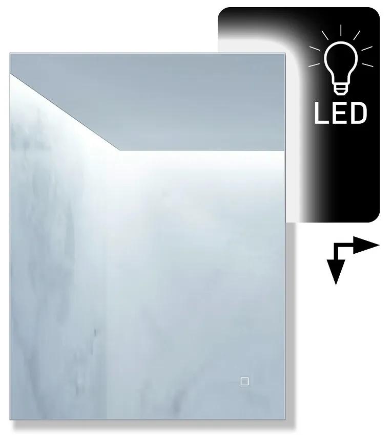 Amirro Zrcadlo do koupelny na zeď do pokoje do ložnice do předsíně na chodbu AMBIENTE 60 x 80 cm s LED podsvícením  po celém obvodu a dotykovým senzorem 410-968
