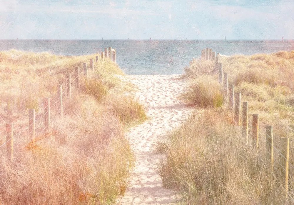 Fototapeta Pojďme Dolů Do Beach Faded Vintage Omyvatelný vlies 416x254