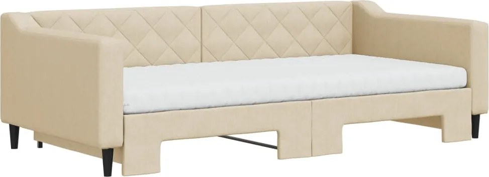 Válenda s přistýlkou a matracemi krémová 100 x 200 cm textil 3197453