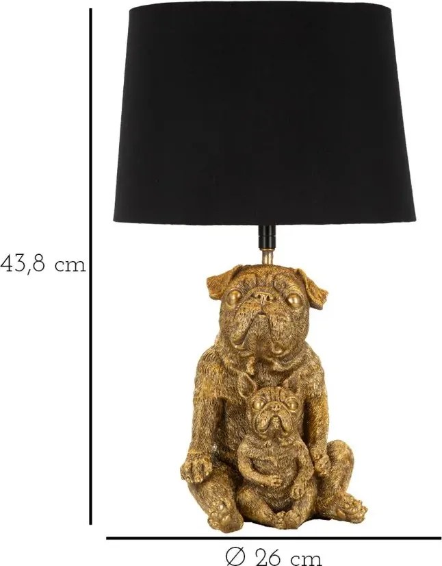 Stolní lampa Dog 43,8 cm černo-zlatá