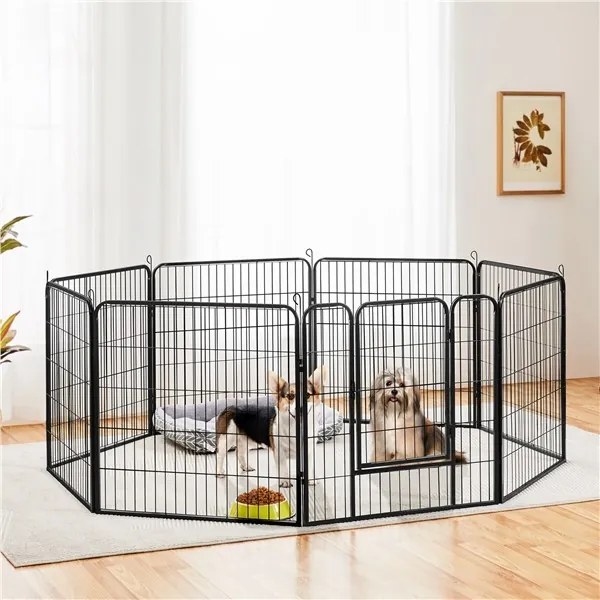 Sada 7 ks – Ohrádka pro psy Yaheetech – černá, 80 × 80 × 84,5 cm; 15,82 kg (267492580127)