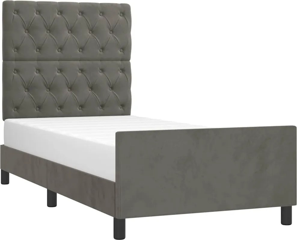 Rám postele bez matrace tmavě šedá 80 x 200 cm samet 3125905