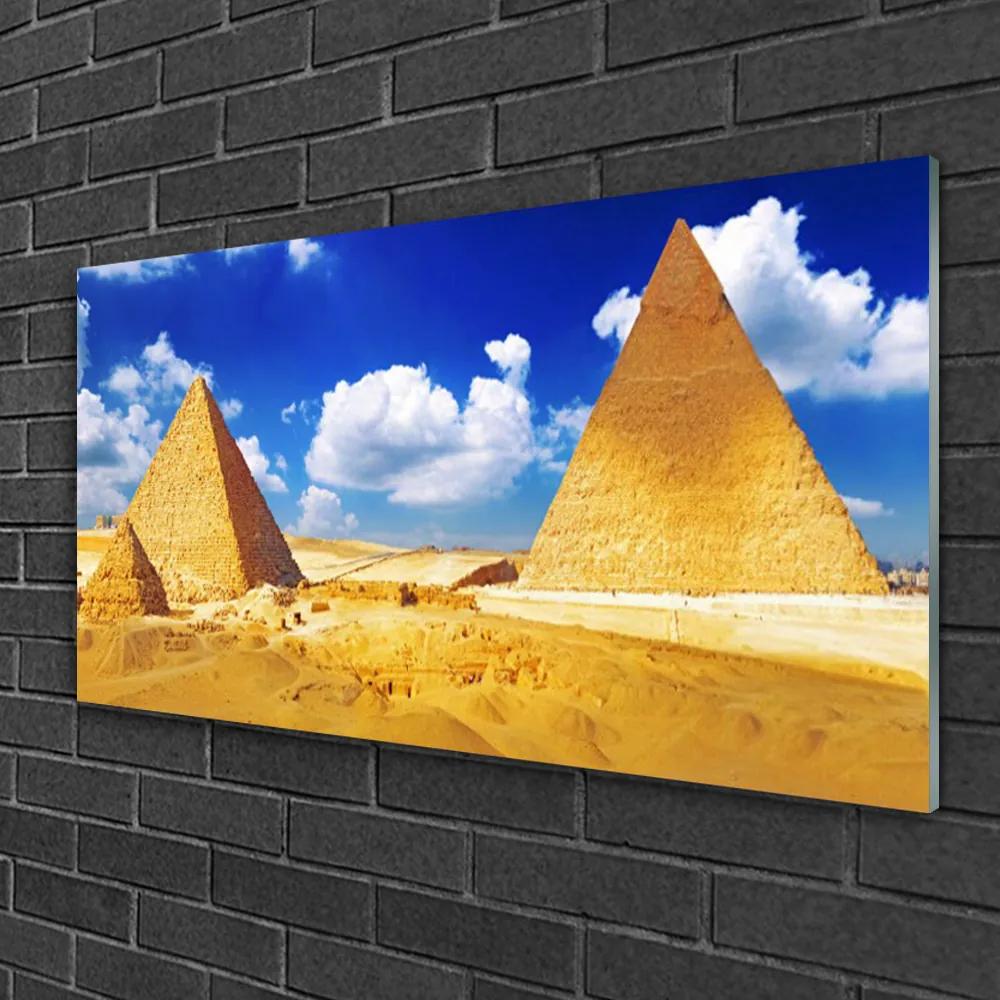 Obraz na skle Poušť Piramidy Krajina 140x70 cm