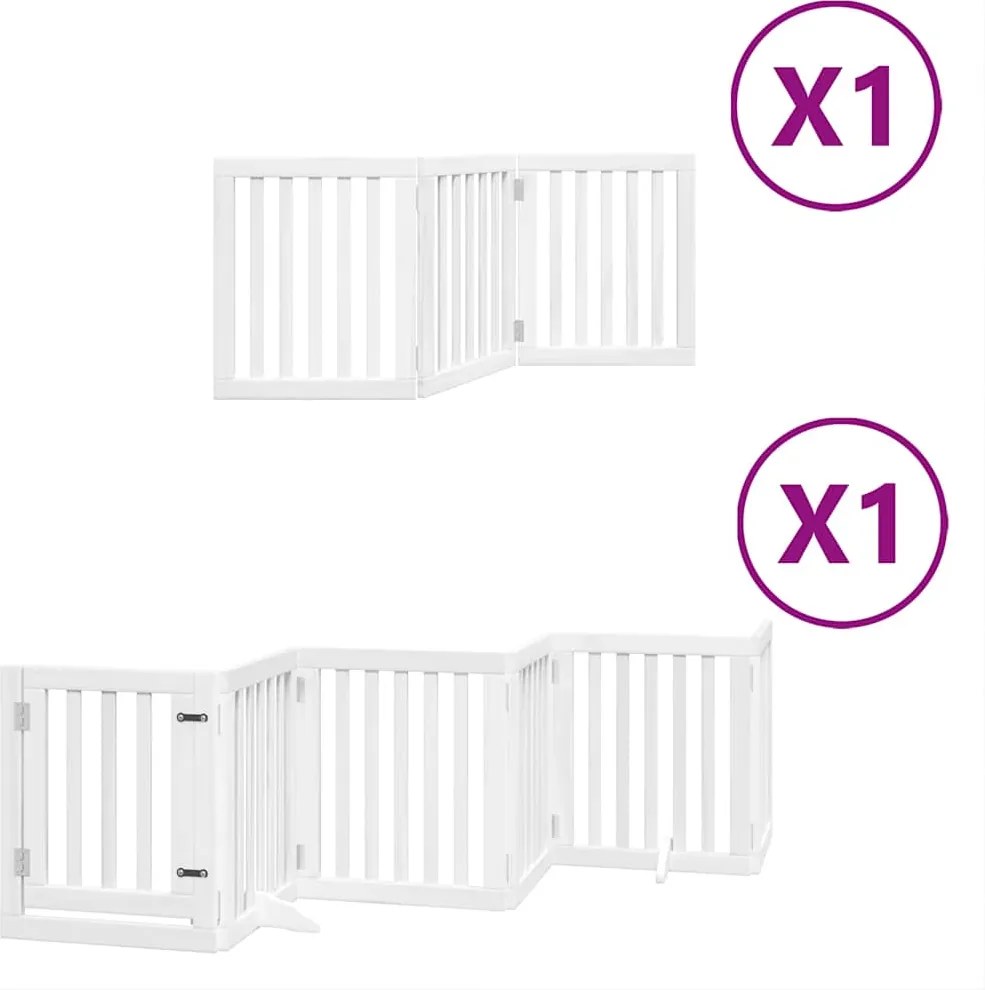Zábrana pro psy s dvířky skládací 9 panelů bílá 450 cm topol 3155647