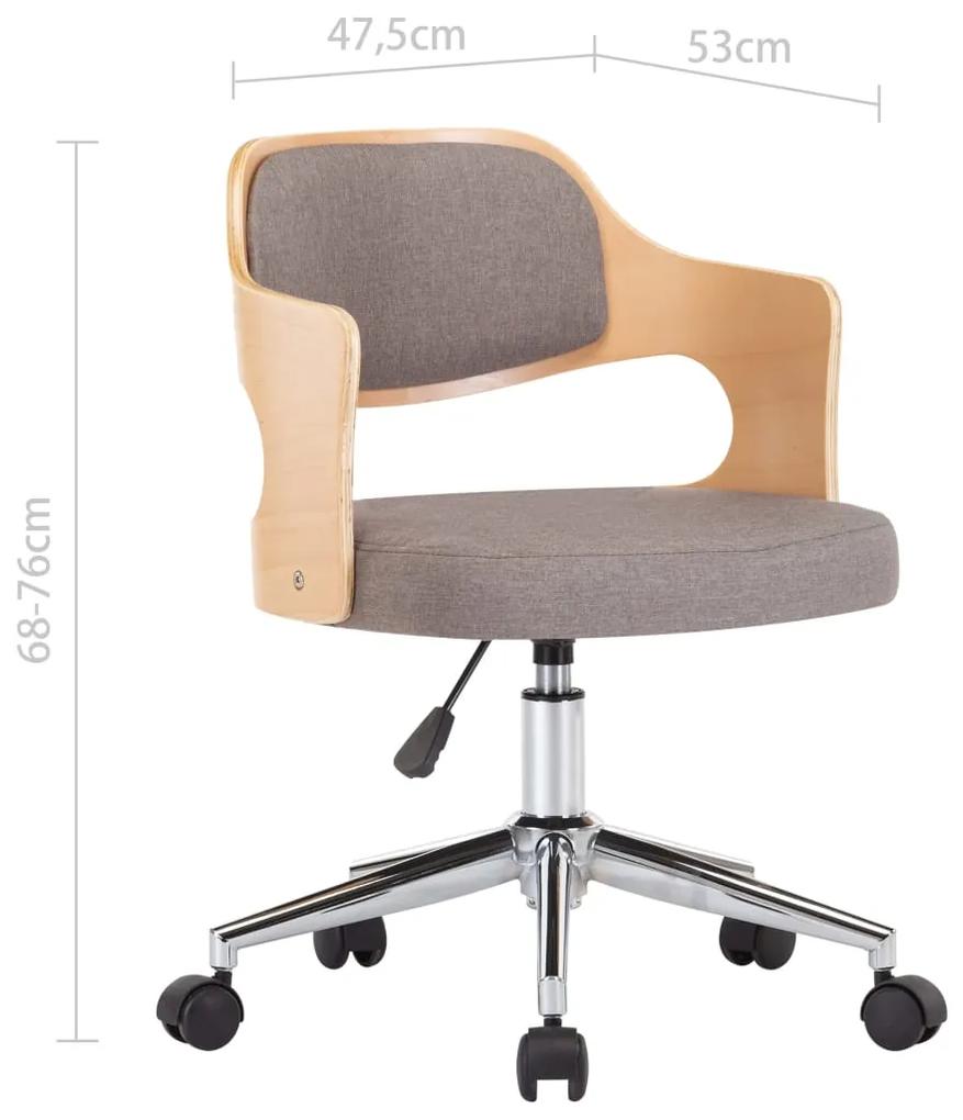 Otočná kancelářská židle taupe ohýbané dřevo a textil,  3054853