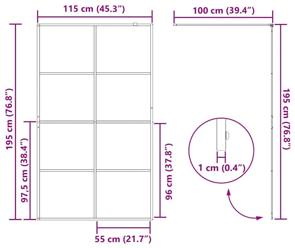 vidaXL Marketos Zástěna do průchozí sprchy čiré ESG sklo 115 x 195 cm černá