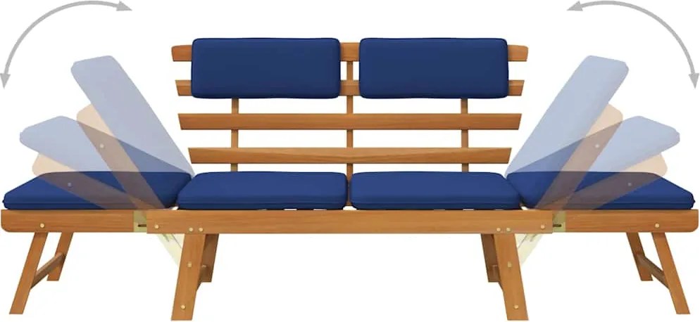 Zahradní lavice s poduškami 2-v-1 190 cm masivní akáciové dřevo 312120