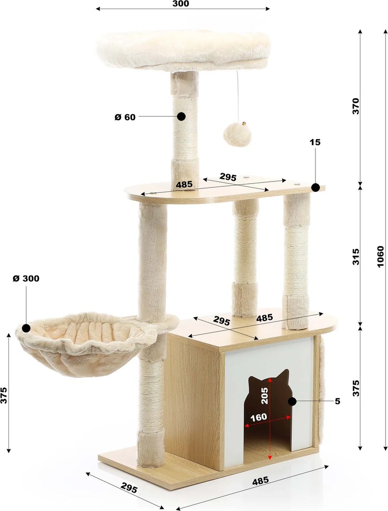 Škrabadlo pro kočky fudajo – 106 cm, béžová (64245)