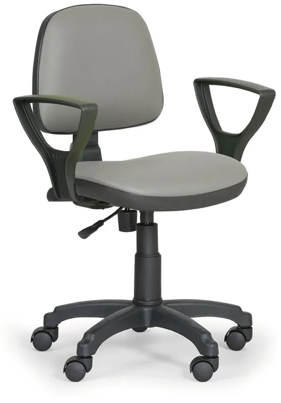 Euroseat Pracovní židle na kolečkách MILANO s područkami, permanentní kontakt, pro měkké podlahy, hnědá