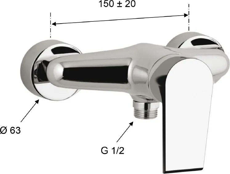 Sapho Kai KA11 sprchová baterie nástěnná 150 mm páková