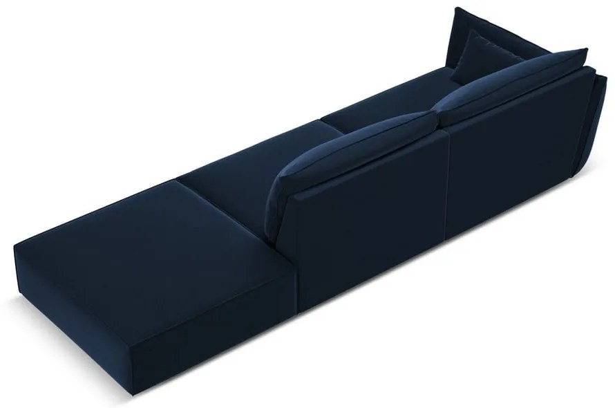 Tmavě modrá sametová pohovka levý roh 264 cm Vanda – Mazzini Sofas