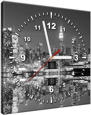 Tištěný obraz s hodinami Noční Manhattan 30x30cm ZP2194A_1AI