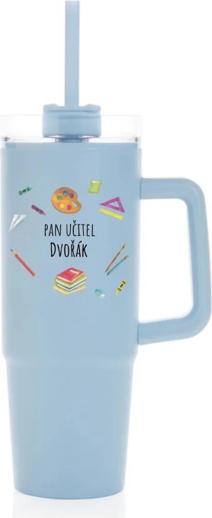 Personalizovaná cestovní termoska s průhledným víčkem pro paní učitelku/pana učitele (pomůcky)