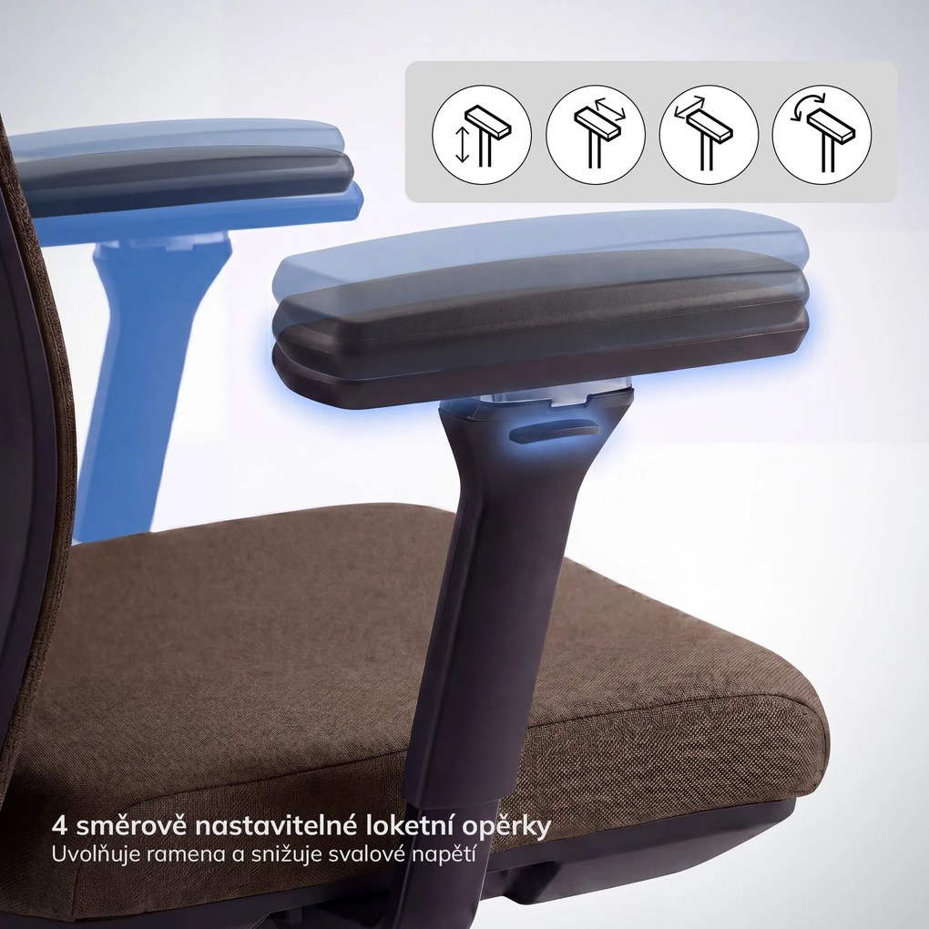 Ergonomická otočná kancelářská židle, hnědá: VECTOR