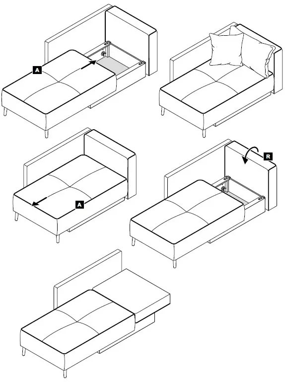 Rozkládací pohovka Rex, šedo-béžová strukturovaná látka