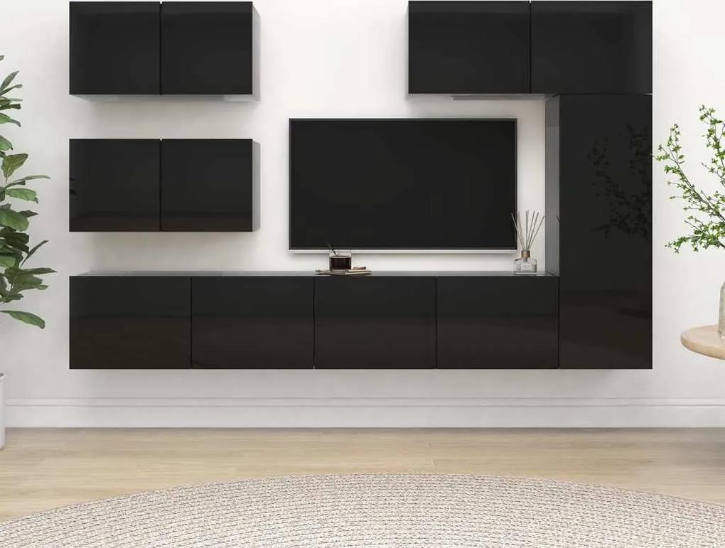 vidaXL 6dílný set TV skříněk dřevotříska [3079555] Barva: Černá