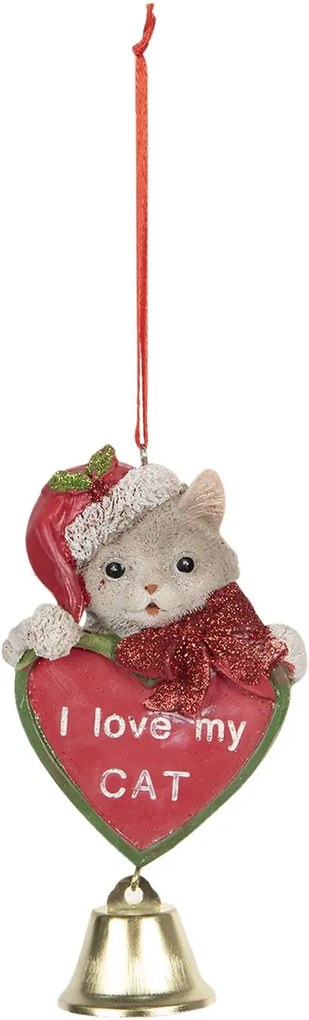 Závěsná dekorace kočička se zvonečkem - 7*4*12 cm