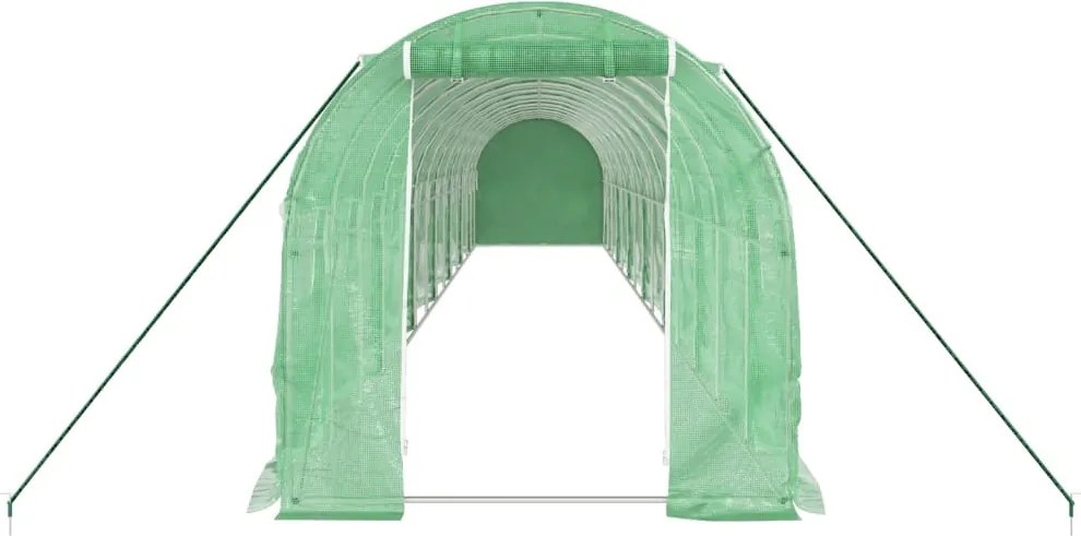 Skleník s ocelovým rámem zelený 28 m² 14 x 2 x 2 m 3188022