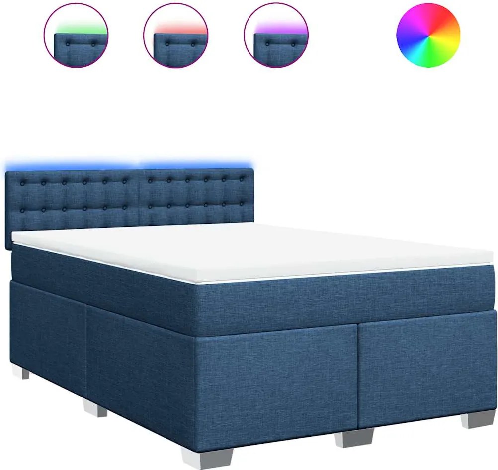 Box spring postel s matrací modrá 140x190 cm textil 3288203