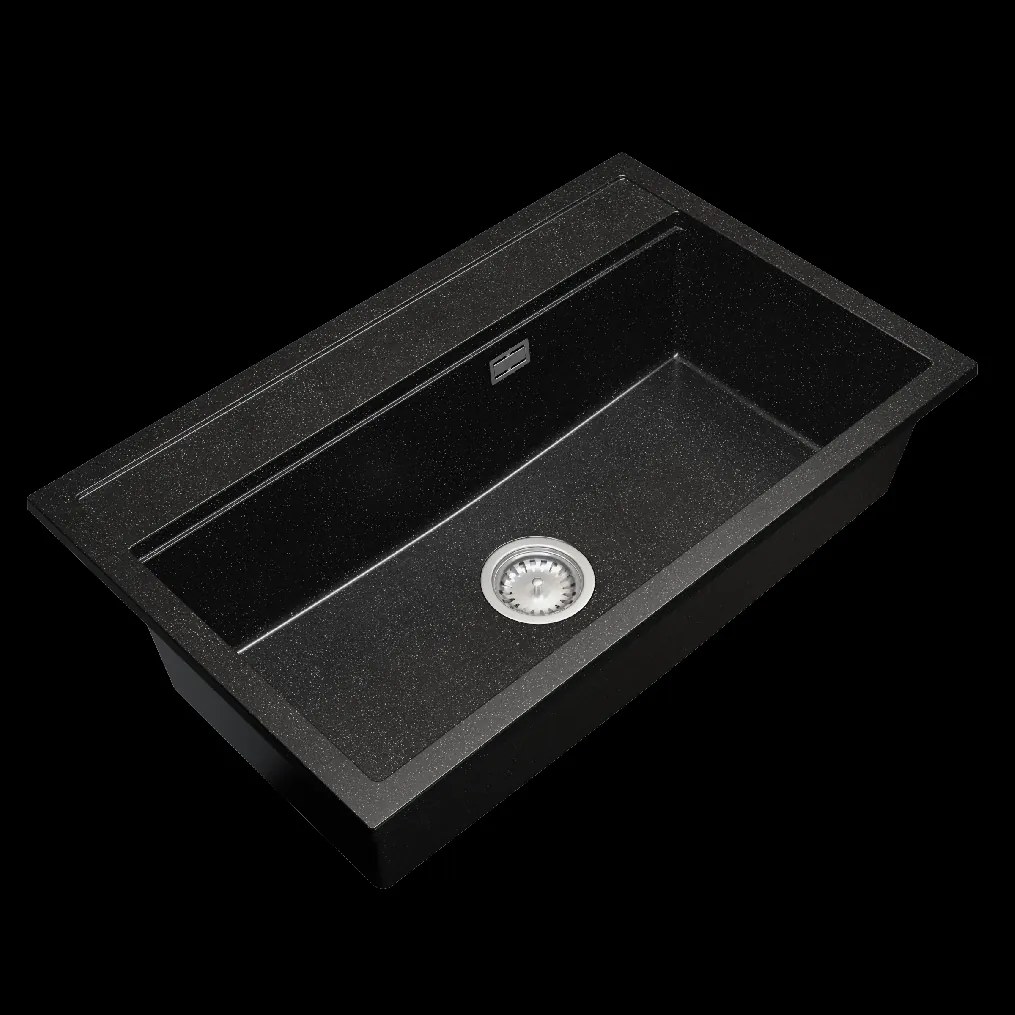 Gamma Advance, 1-komorový granitový dřez 805x505x210 mm, černá skvrnitá, GMA-ZLE000117