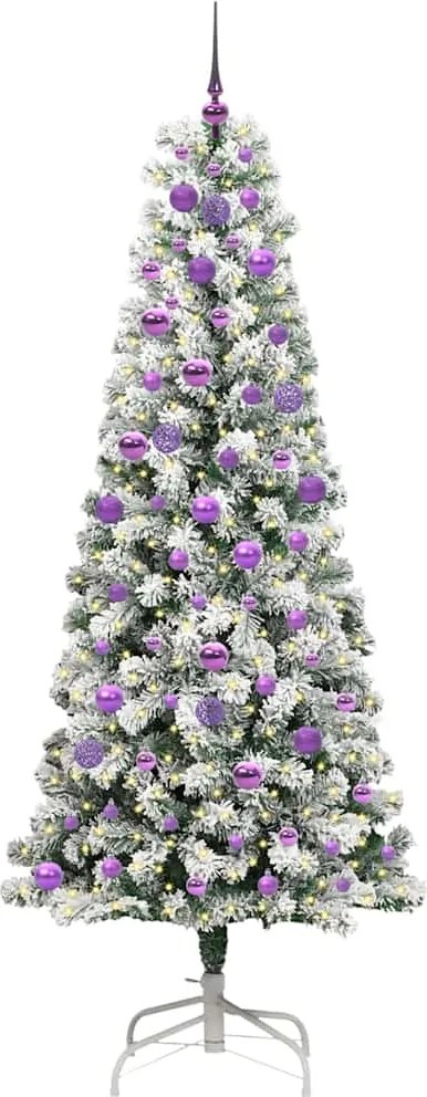 Umělý Skládací Vánoční Strom 300 LED Zelená a bílá 210 cm 3395610