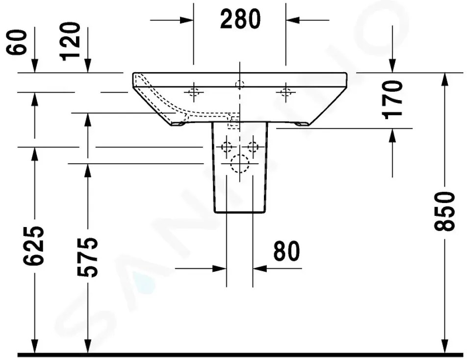 DURAVIT - DuraStyle Umyvadlo 650x440 mm, s přepadem, s otvorem pro baterii, WonderGliss, bílá (23196500001)