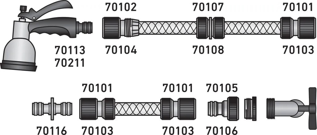 Postřikovač zahradní na hadici, 7funkcí