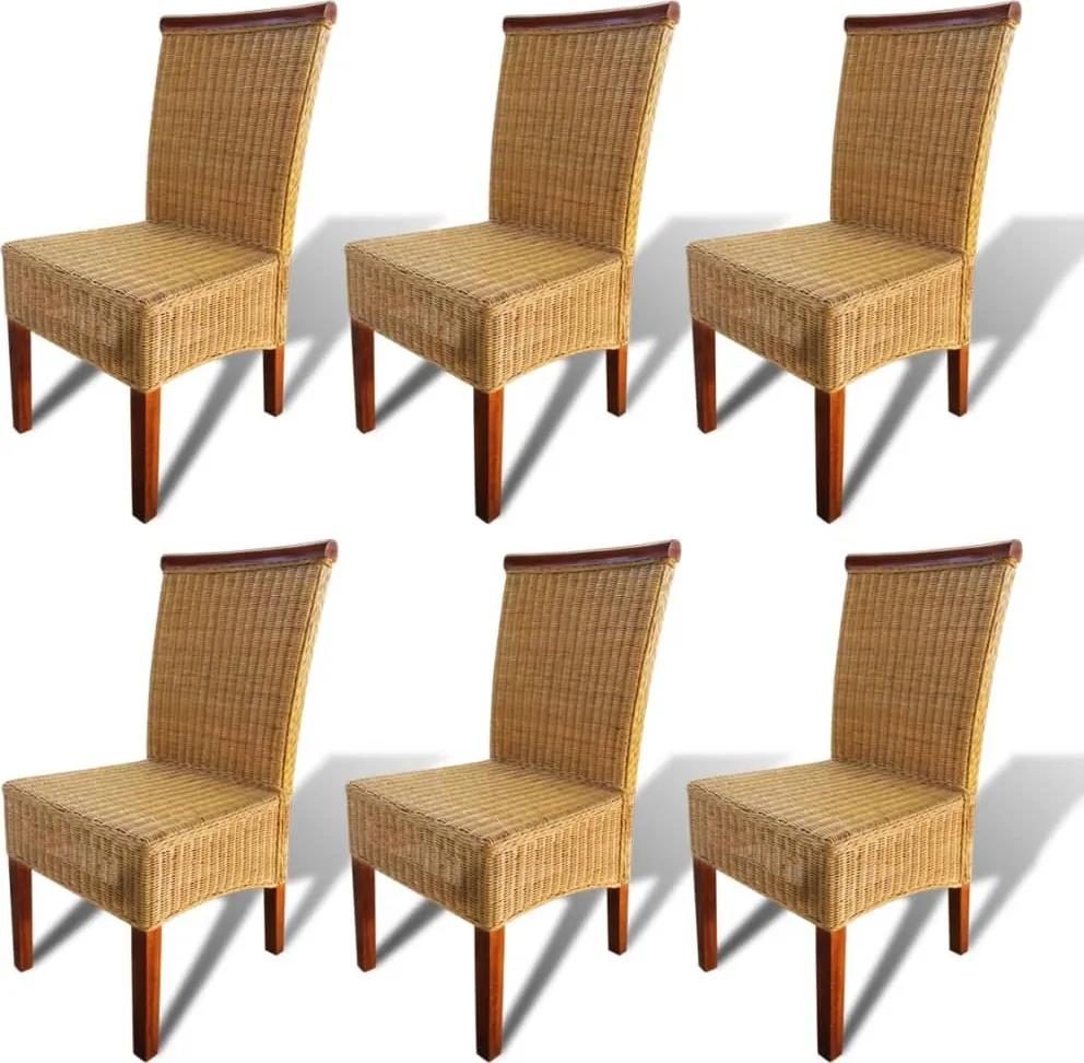 vidaXL Jídelní židle 6 ks hnědé přírodní ratan [274203]