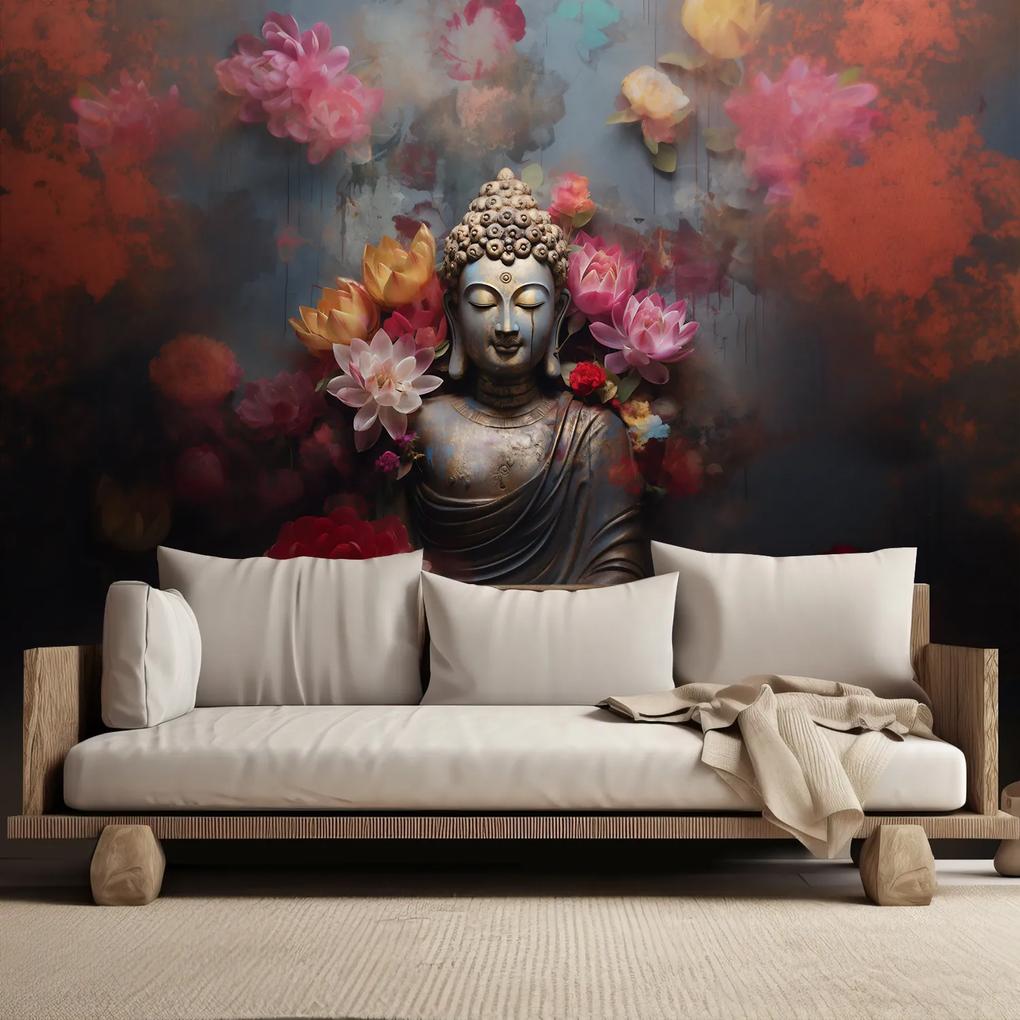 Gario Fototapeta Budha obklopen květinami Materiál: Vliesová, Rozměry: 200 x 140 cm